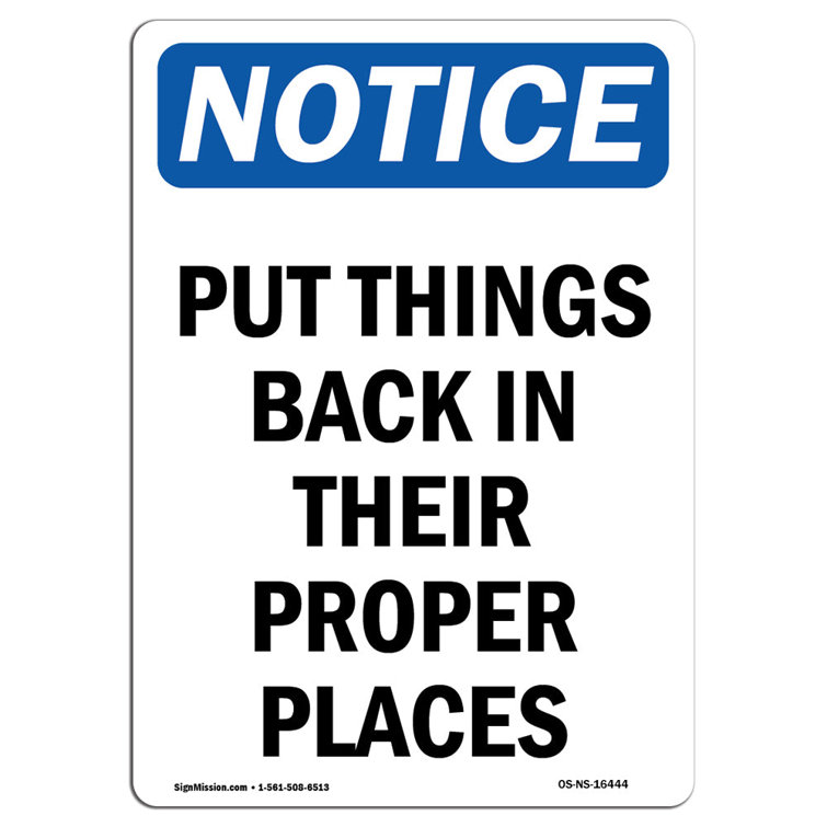 SignMission Put Things Back Sign | Wayfair