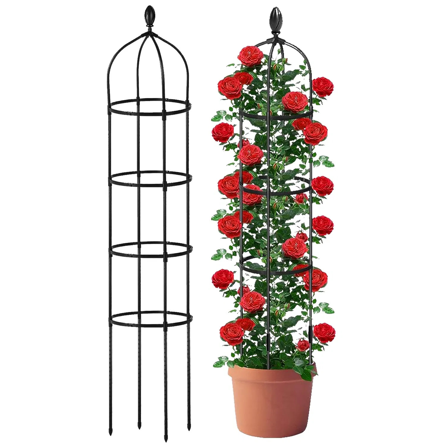 EvoNet 2 Packs Rustproof Garden Obelisk Trellis (black), 5.9ft (70.86”× ...