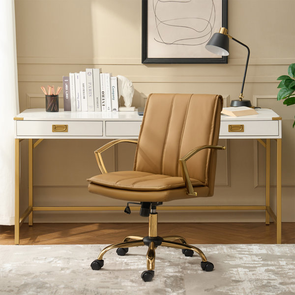 Mercer41 Jehu Modern Leather Rocking Tilting Office Chair with Metal ...