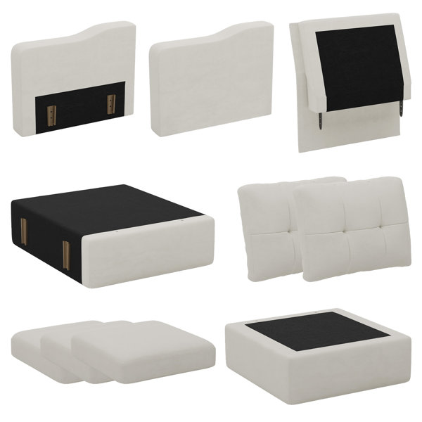 Belffin Velvet 3-Seat Beige L Shaped Sofa Frame Module | Wayfair