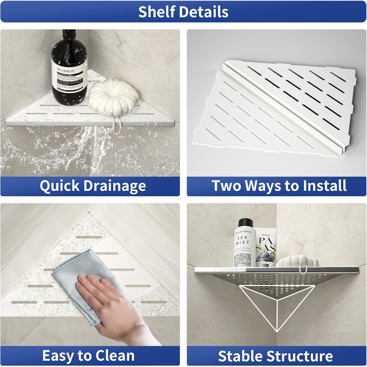 Orren Ellis 2-Pack 10" Corner Shower Shelf, 304 Stainless Steel ...