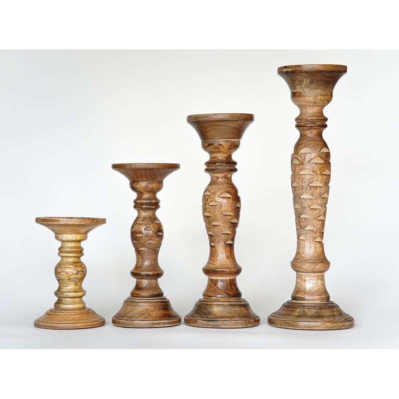 Darby Home Co 4 Piece Wood Tabletop Pillar Set | Wayfair