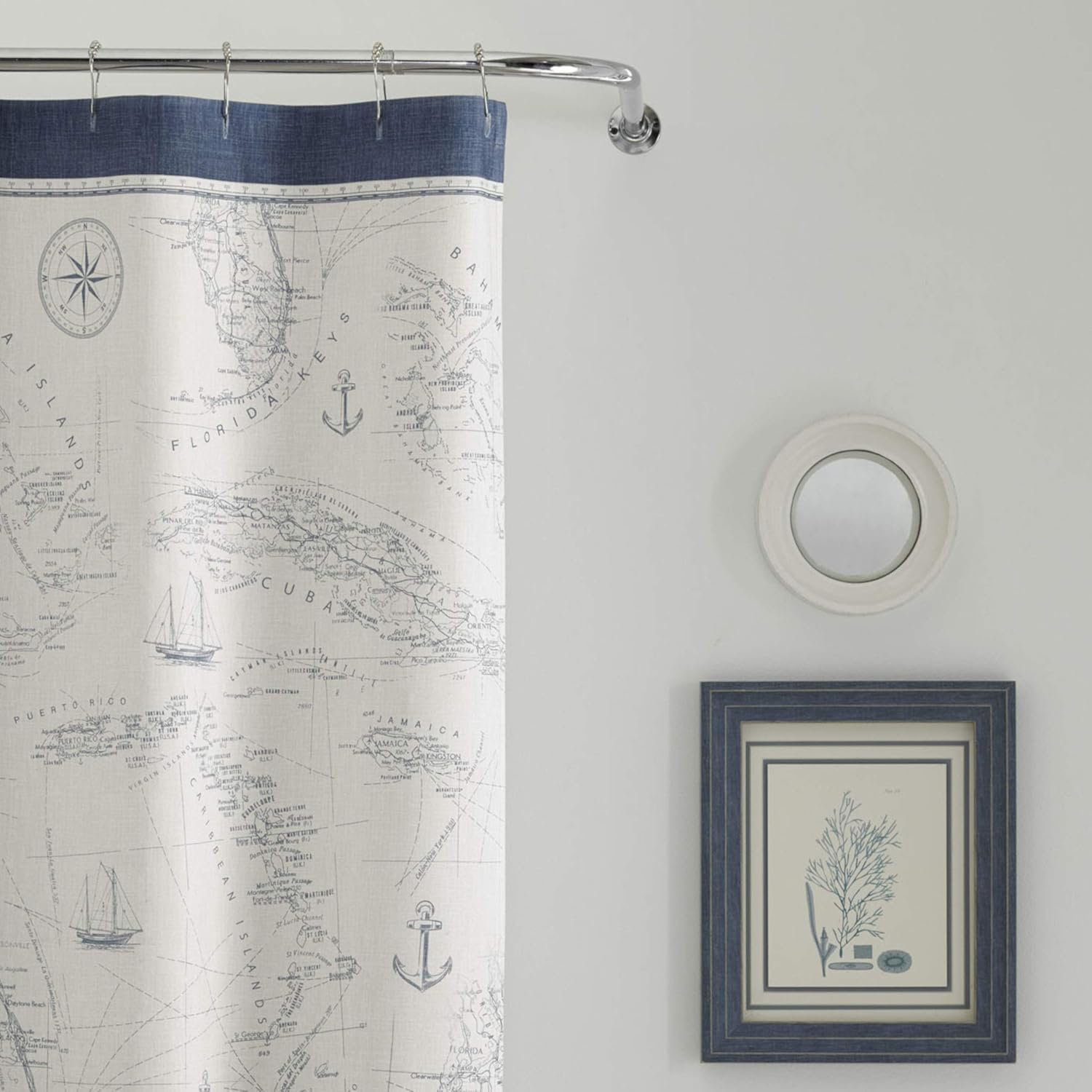 East Urban Home Tropical Shower Curtain - Caribbean Sea Blue 72"x72 ...