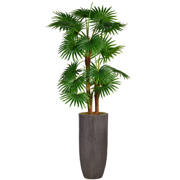 The Twillery Co.® Panama Artificial 68" Tall Fan Palm Tree in Planter ...