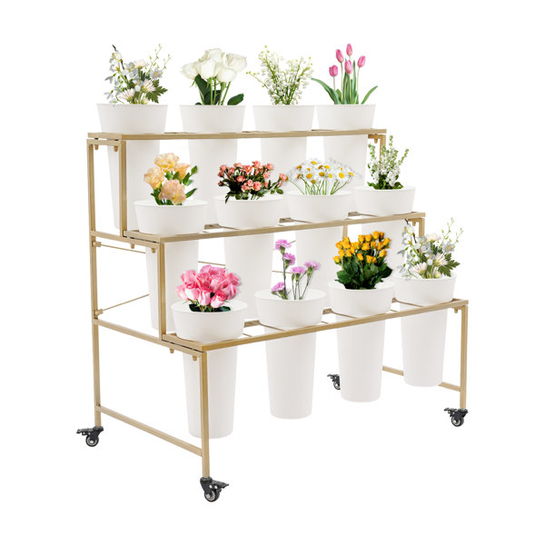 Latitude Run® Jayceion 3-layer Metal Frame Plant Stand with Flower ...