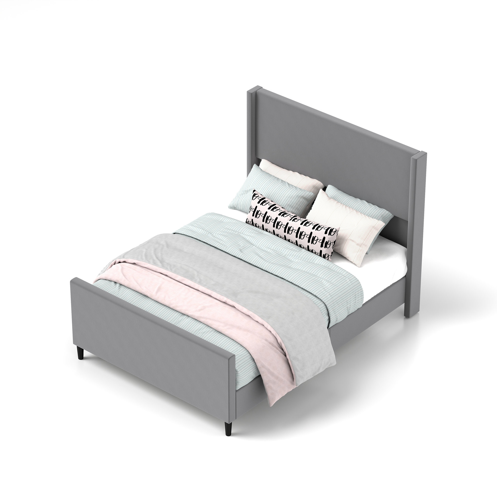 Ebern Designs 77.3'' Wide Upholstered Platform Bed With Tall Panel ...