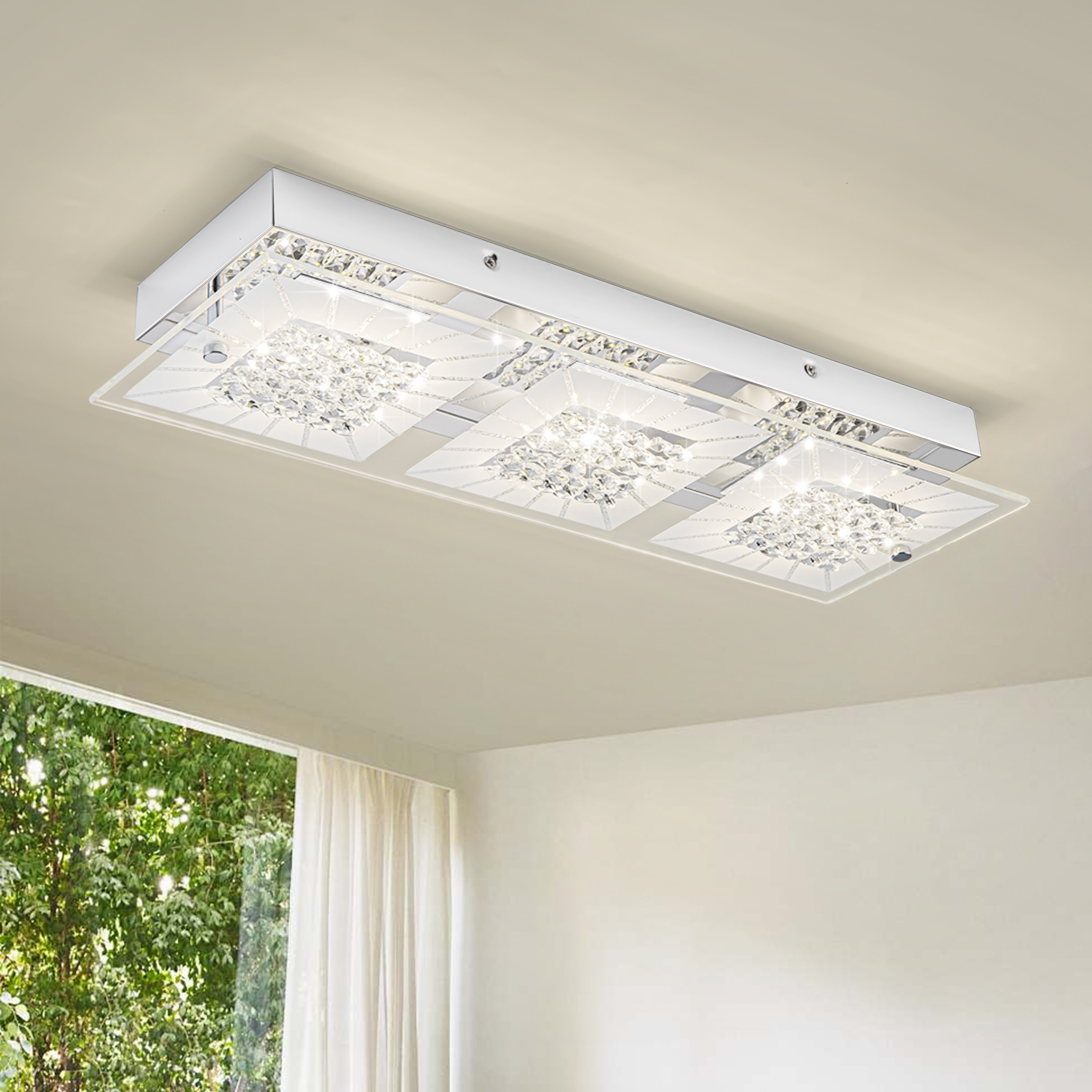 Mercer41 18 Inch Led Ceiling Light Flush Mount Light Fixture Crystal ...