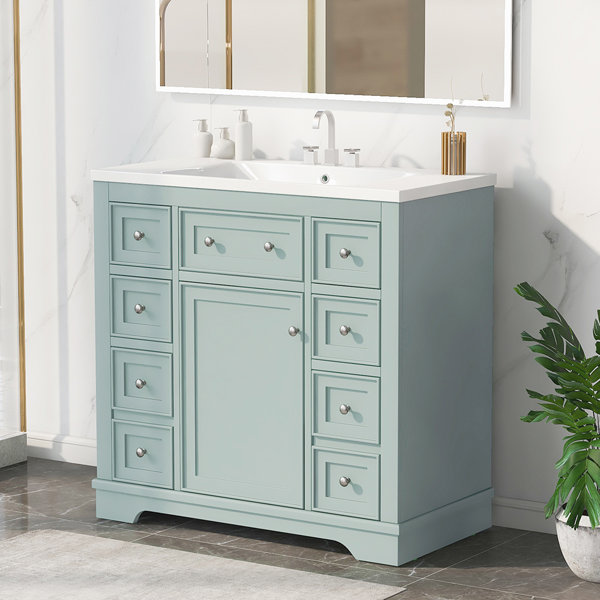 Winston Porter Rahini 36.01'' Single Bathroom Vanity with Solid Wood ...