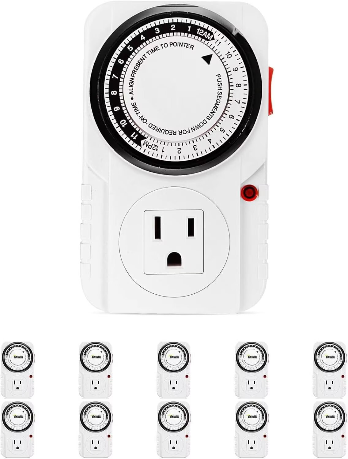 iPower 24 Hour Plug-in Timer, Mechanical Timer for Electrical Outlets ...