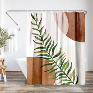 East Urban Home Bradner Botanical Boho Shower Curtain Water-Resistant ...