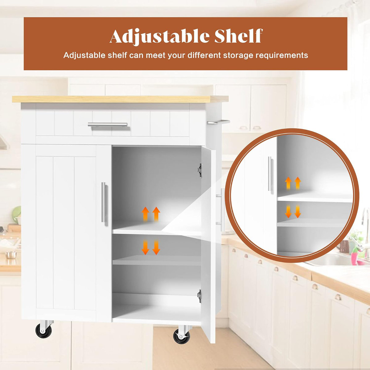 Lark Manor Alleah Kitchen Island Cart With Storage,Rolling Kitchen ...