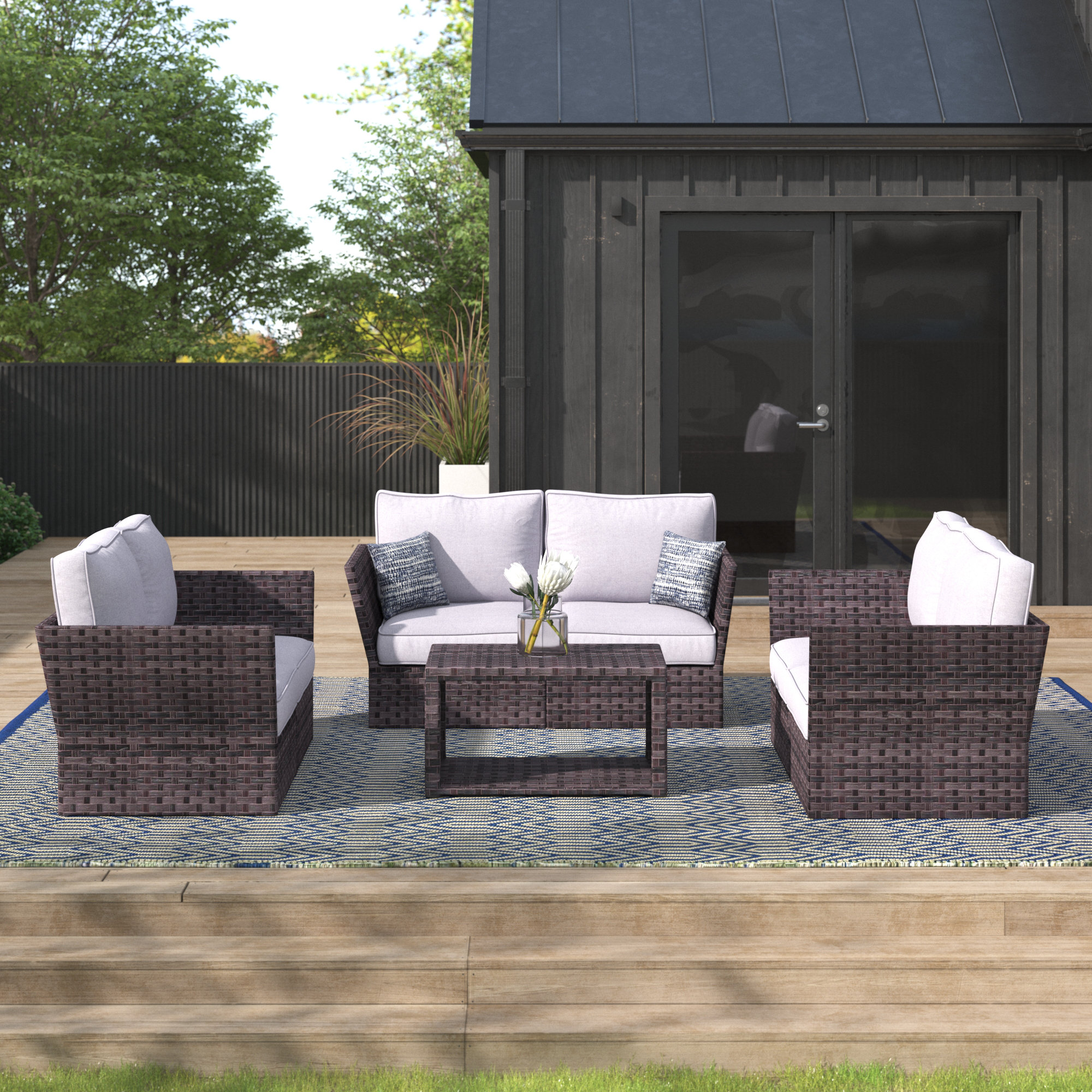 Mercury Row® Anndale Fully Assembled 6 - Person Seating Group with ...