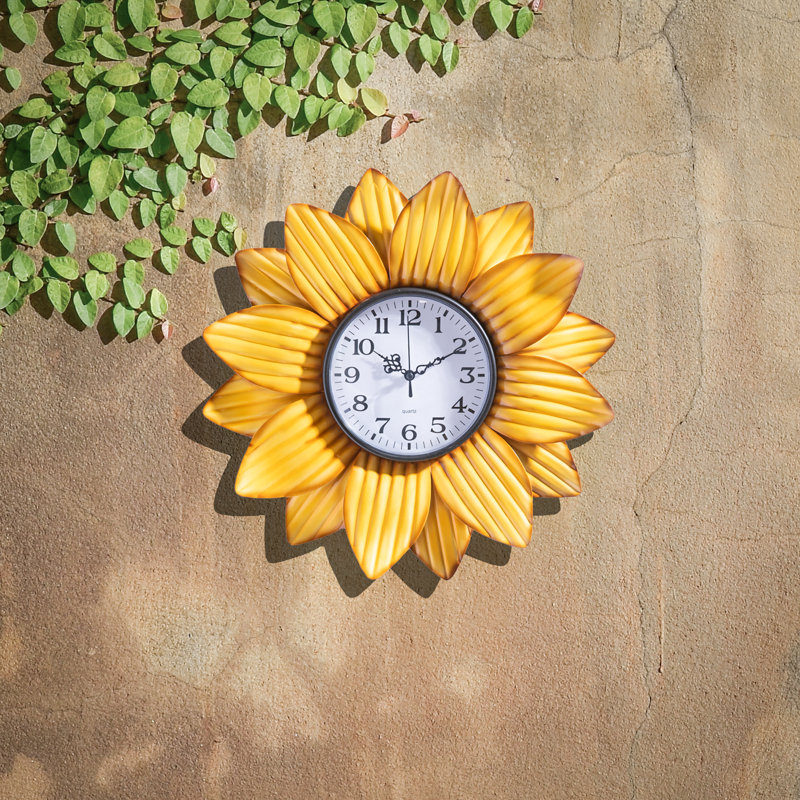 August Grove® Metal Sunflower Wall Clock | Wayfair
