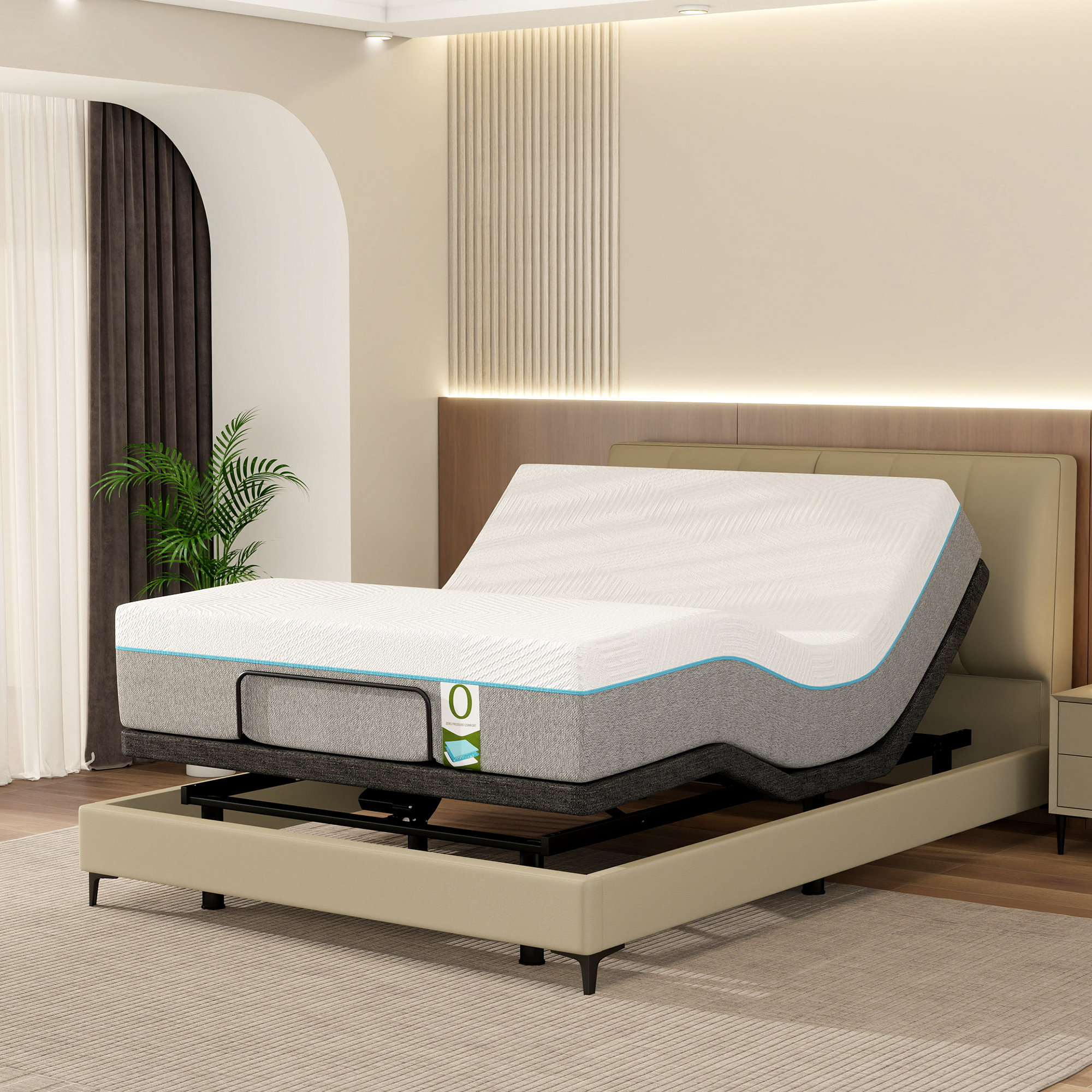 Alwyn Home Sale Adjustable Bed with 12" Memory Foam Mattress - Wireless ...