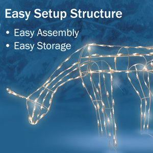 The Holiday Aisle® Elegant Woven Glitter Morphing LED Feeding Doe Deer ...