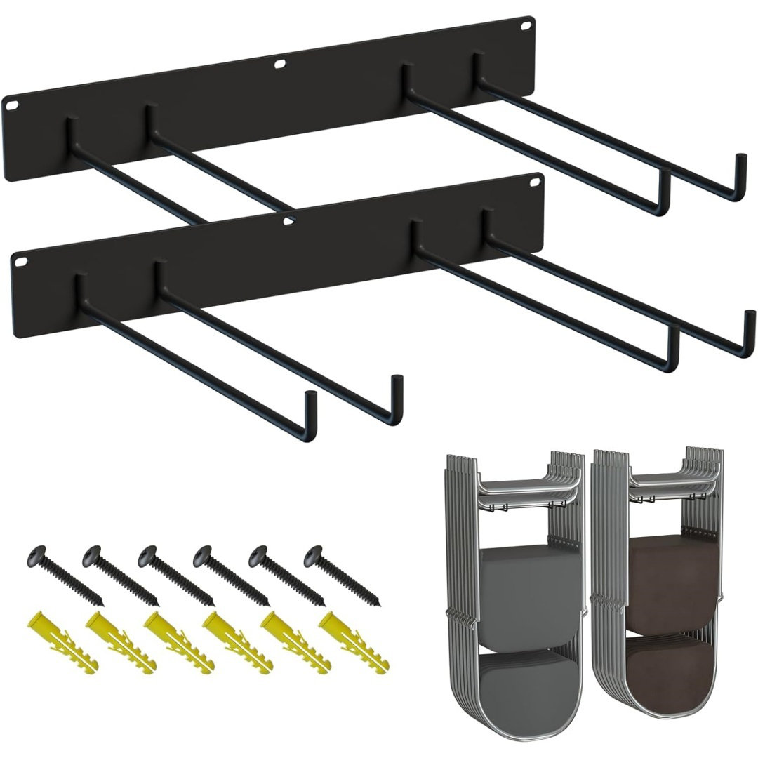 WFX Utility™ 2-Pack Folding Chair Storage Rack – Heavy-Duty Wall Mount ...