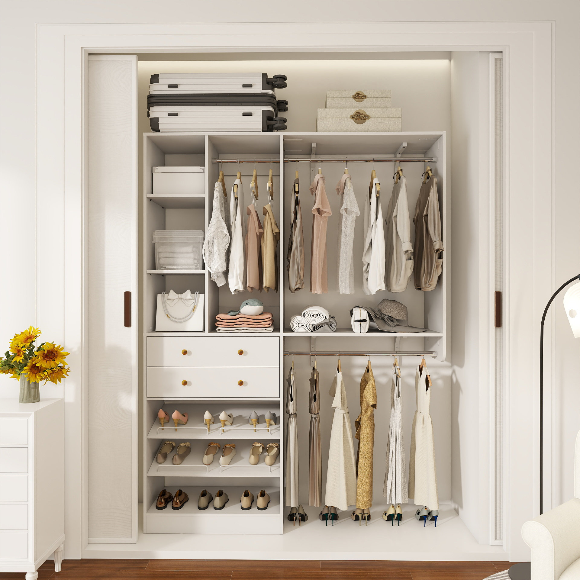 Latitude Run® Freestanding Closet Organizer With Wood Drawers And ...
