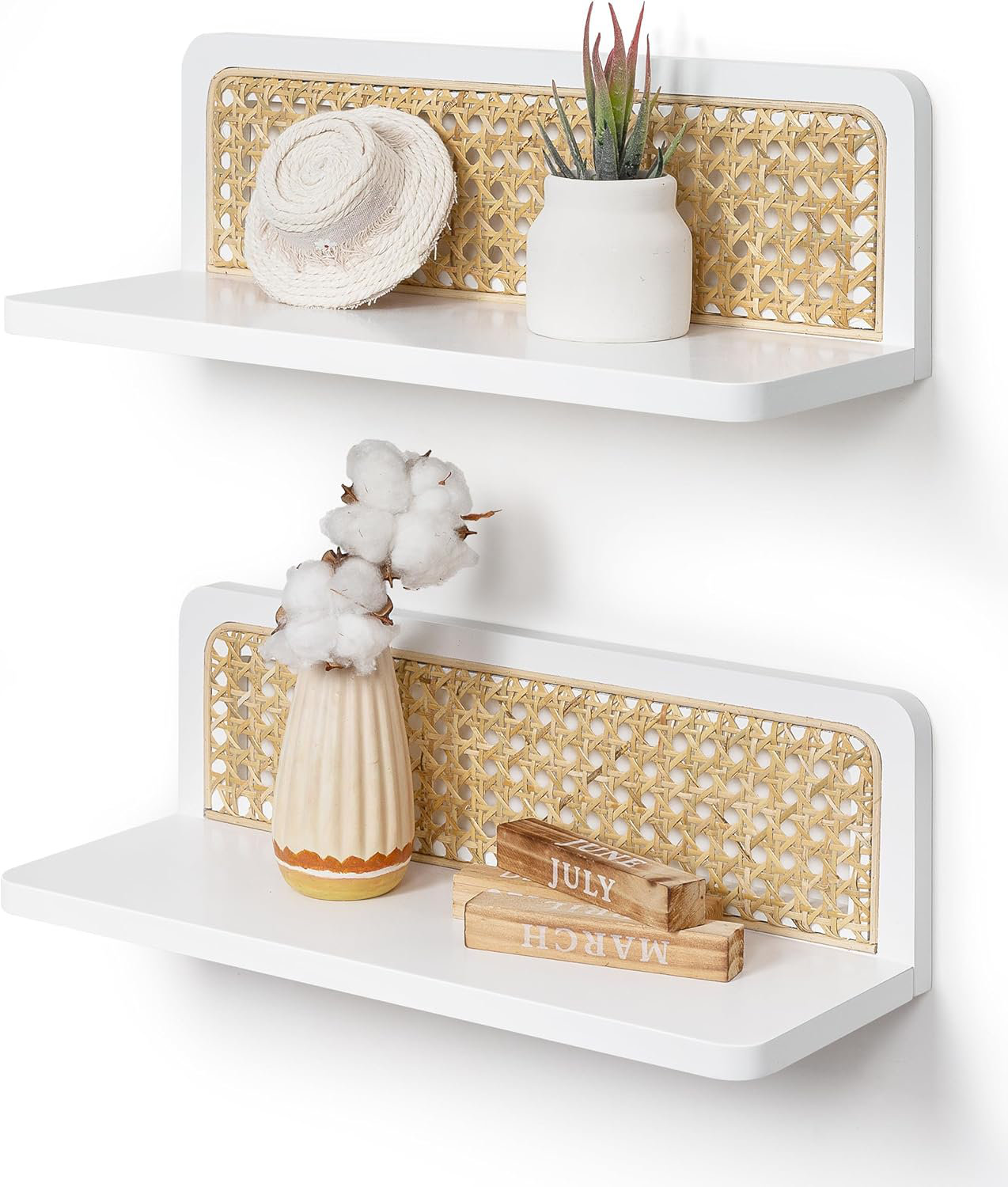 Bay Isle Home™ Rattan Wall Shelf 16Inch Set Of 2 Handmade Floating ...