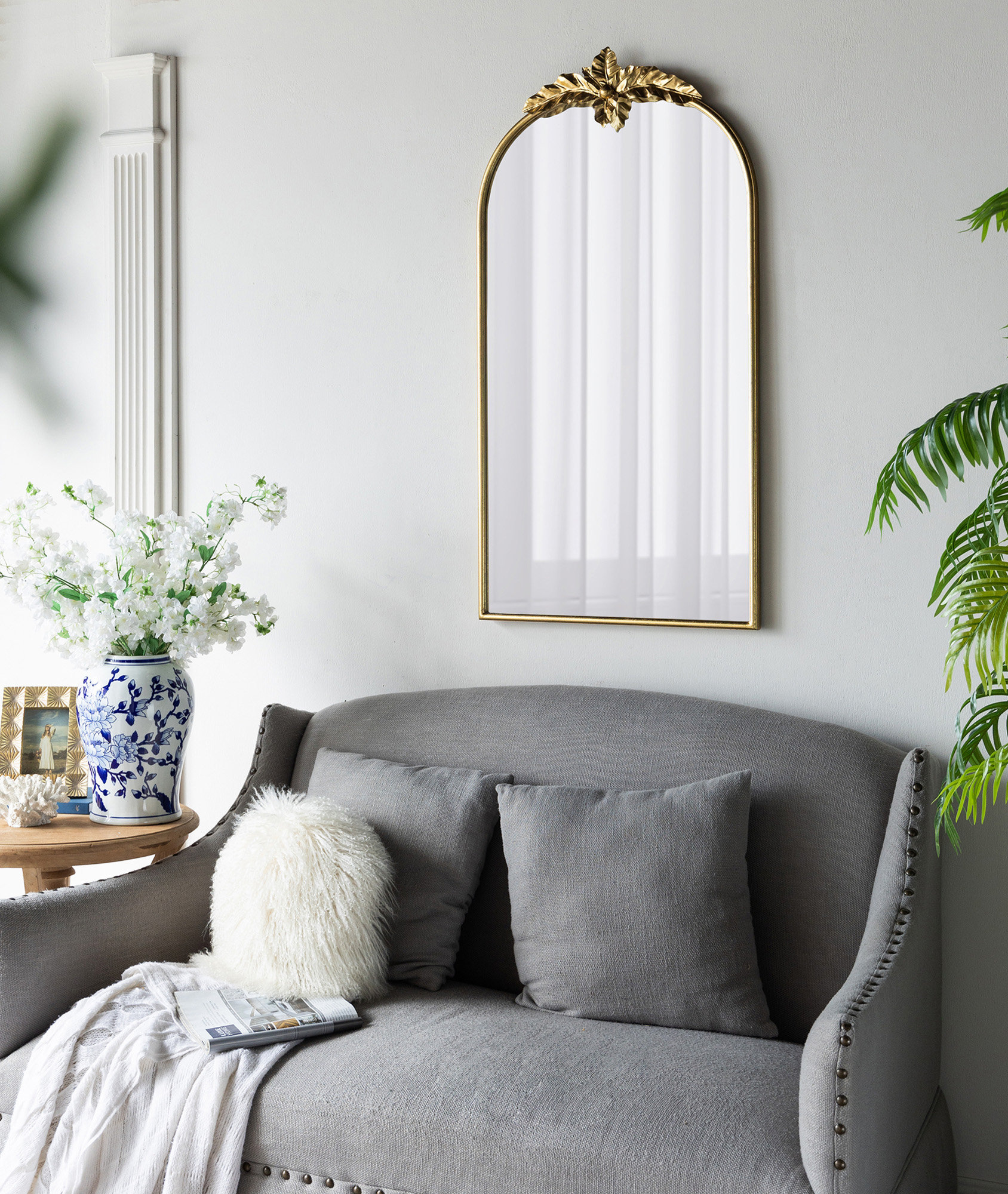 Rosdorf Park Arched Wall Mirror With Gold Metal Frame, Wall Mirror ...