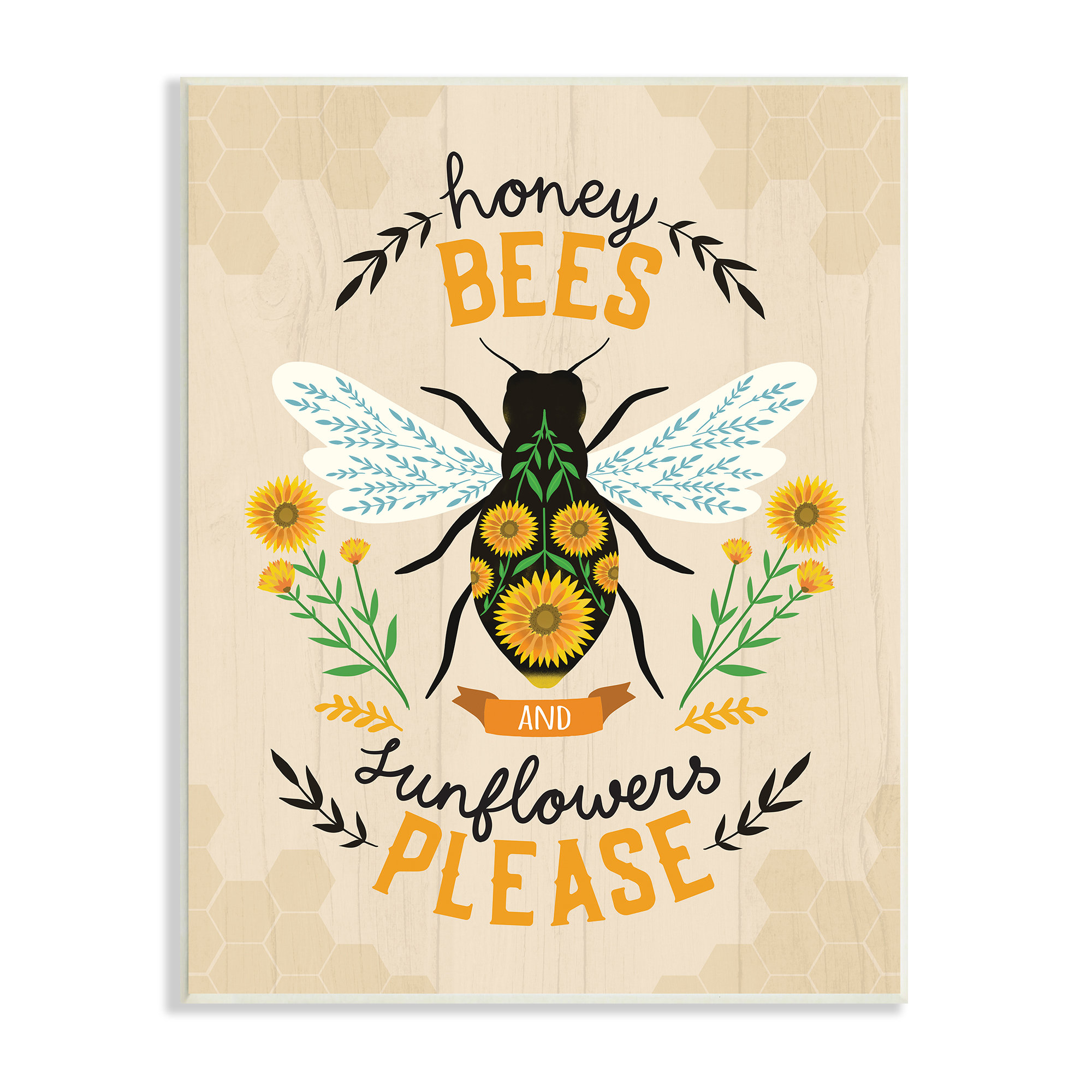 Stupell Industries Honey Bees Sunflowers Please Spring Garden Floral ...