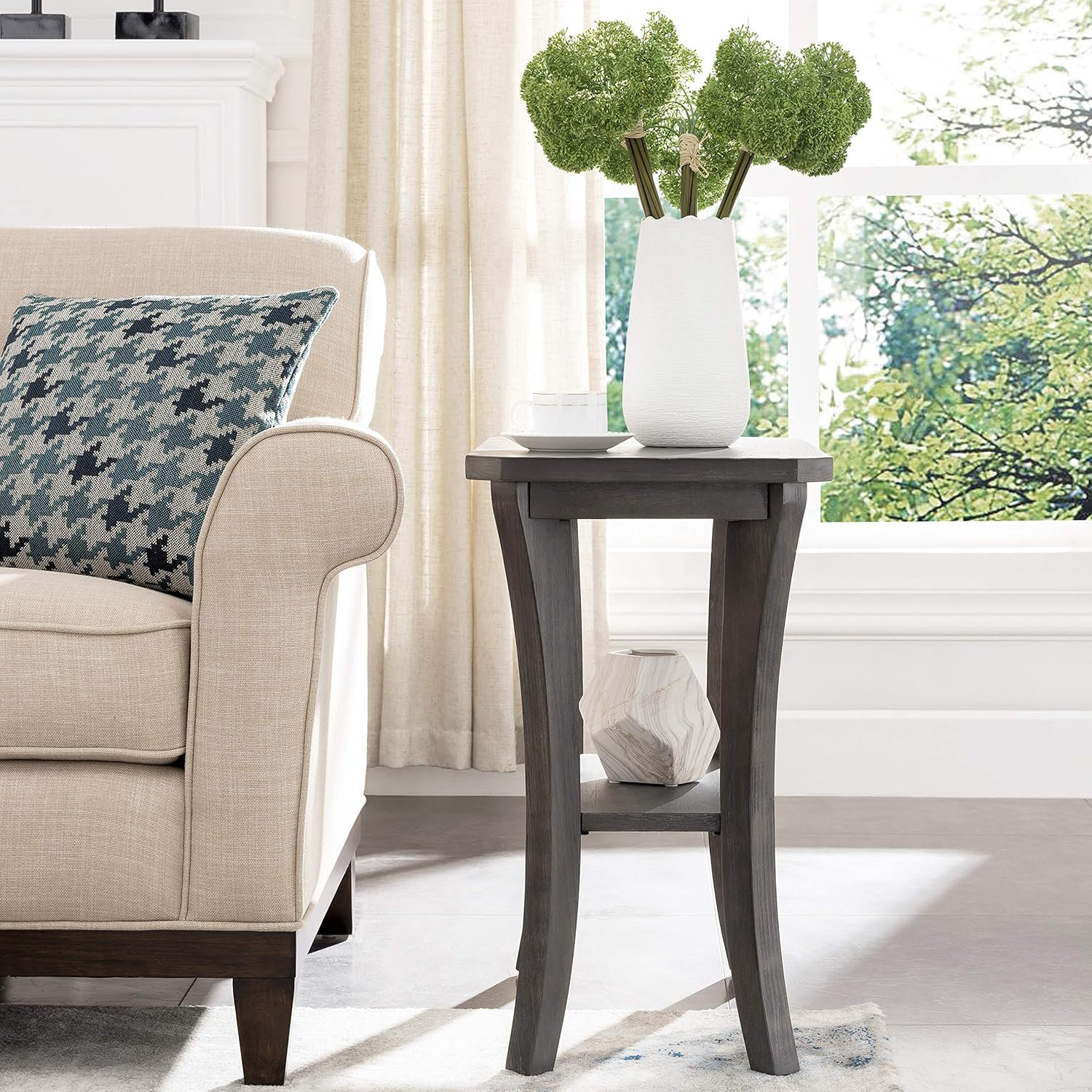 Lark Manor™ Rustic Wire Brushed Driftwood Narrow Side Table With ...