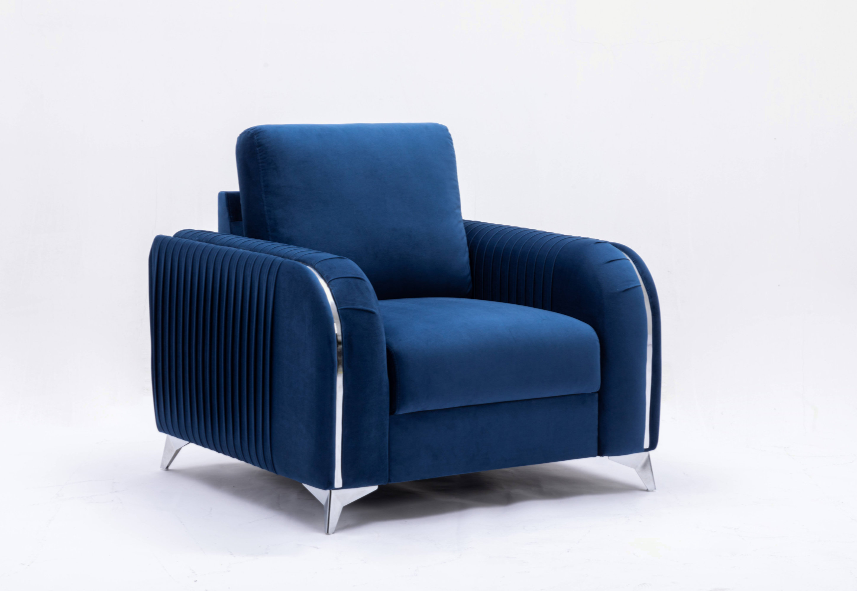 Orren Ellis Blue Velvet Chair | Wayfair