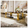 Mercer41 Modern Black Mirror Coffee Table with Gold Metal Frame ...
