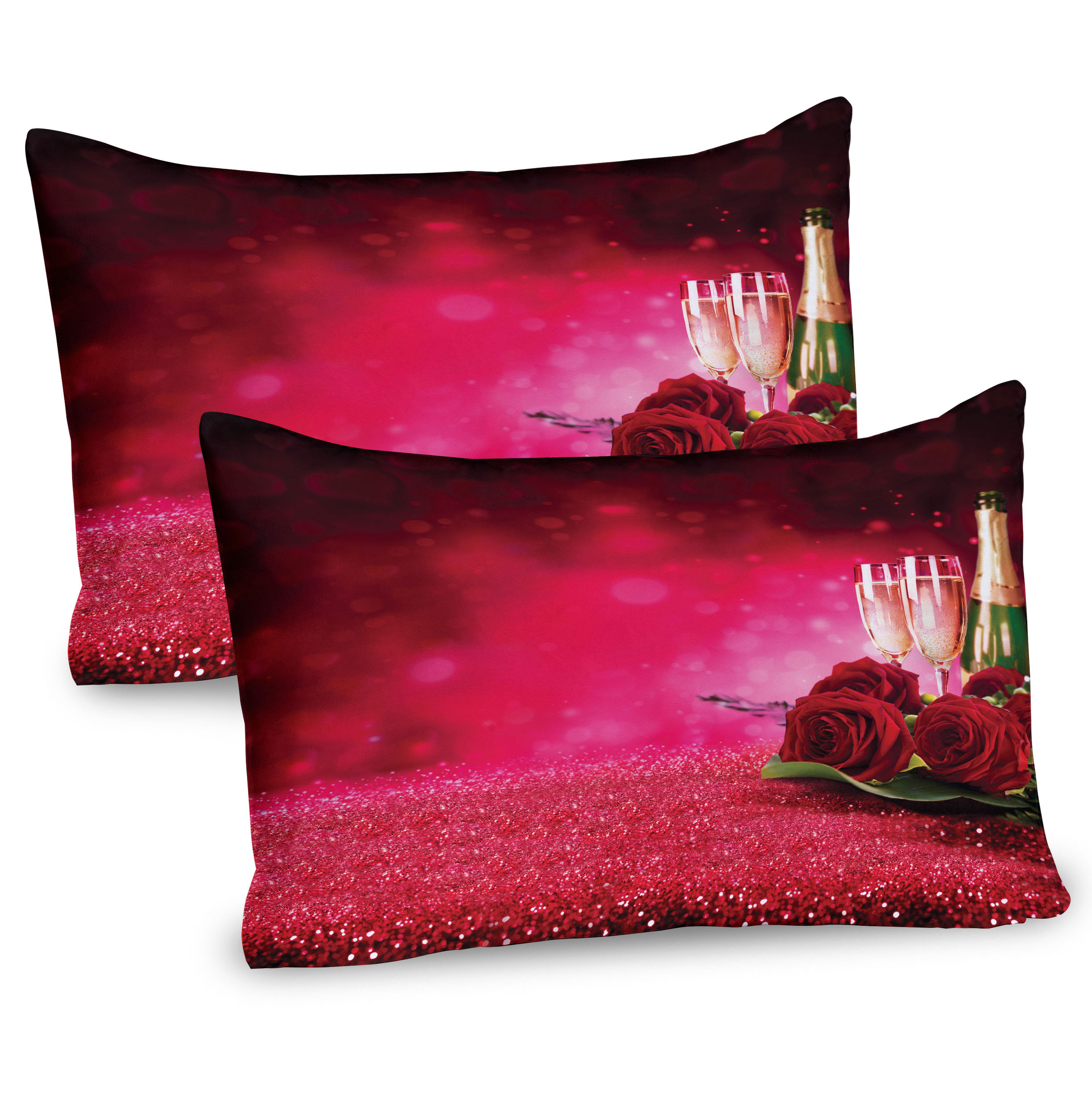 Ambesonne Romantic Pillow Sham 2 Pack Valentine's Day Romance Dark Pink ...