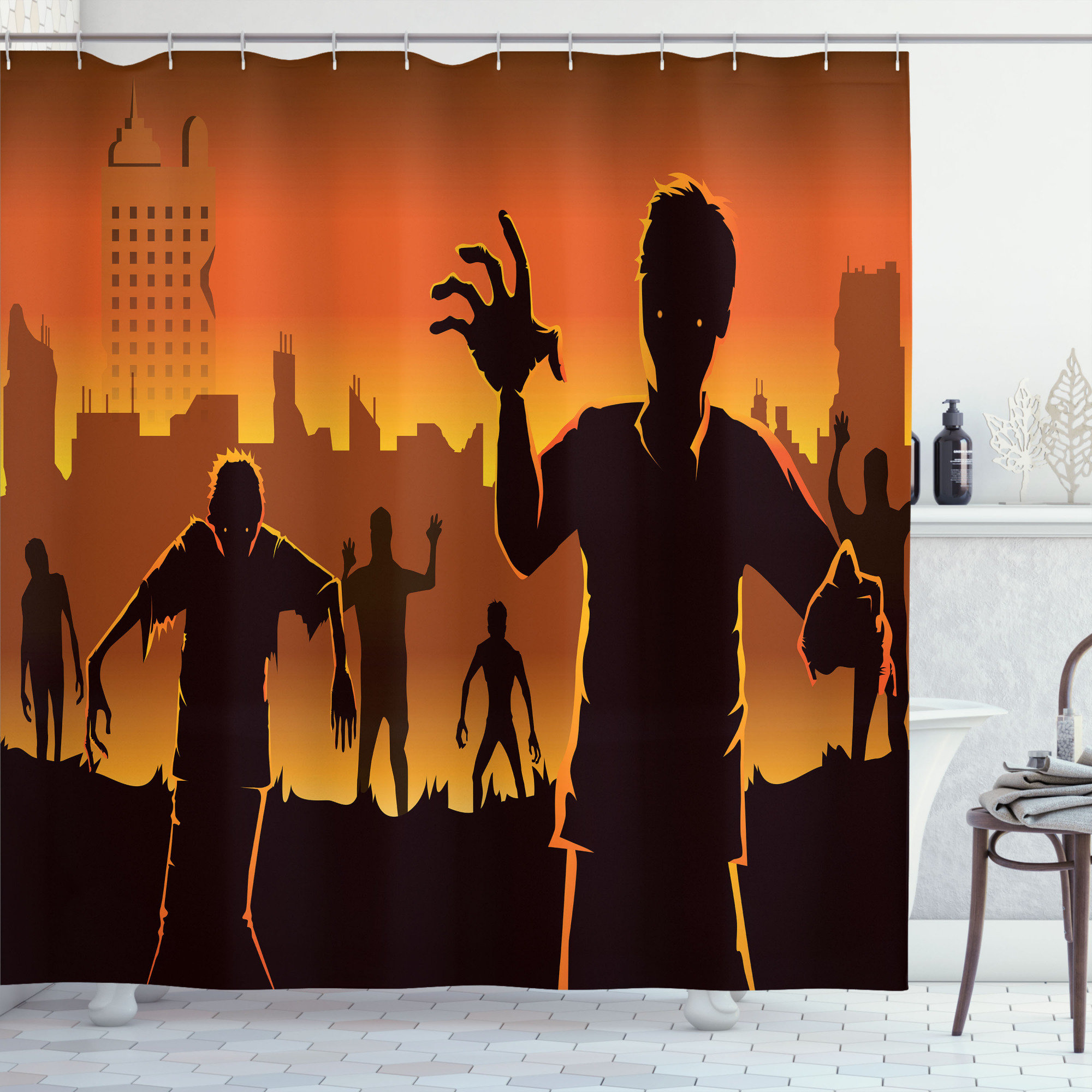 East Urban Home Zombie Shower Curtain Set + Hooks | Wayfair