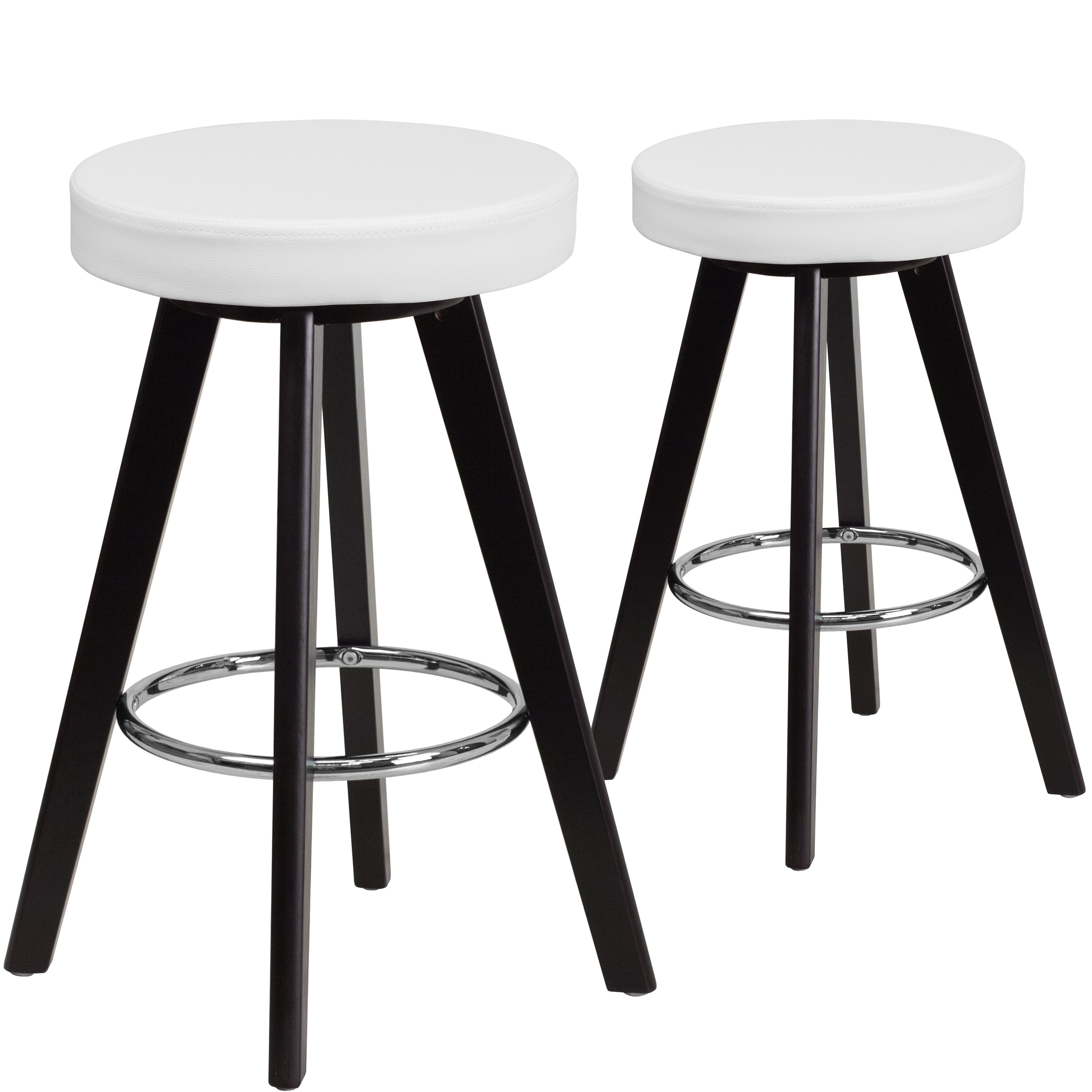 Ebern Designs Salerno 24'' High Vinyl Stool with Wood Frame & Reviews ...