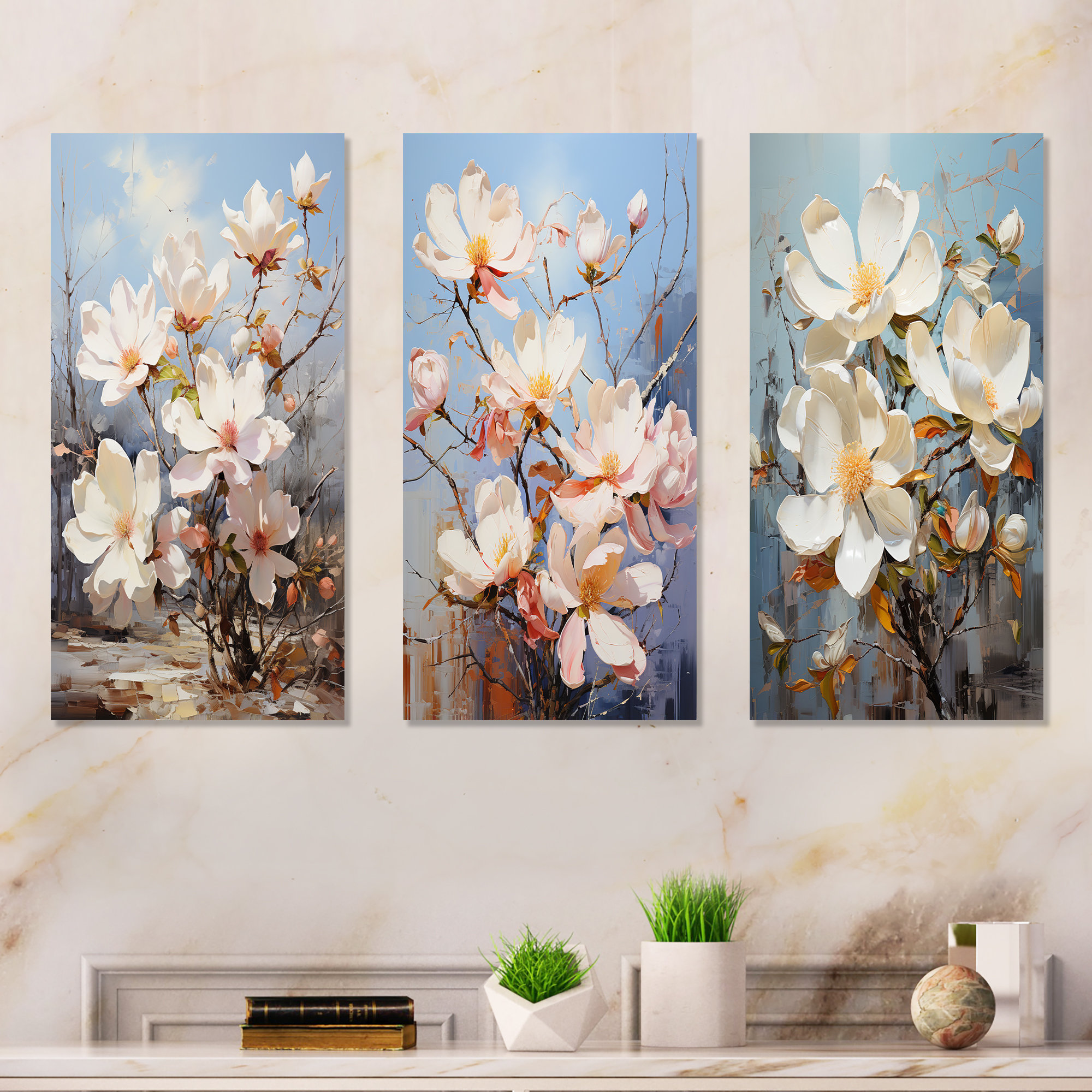Red Barrel Studio® Pearl White Magnolias Bloom In Sunlit Garden ...