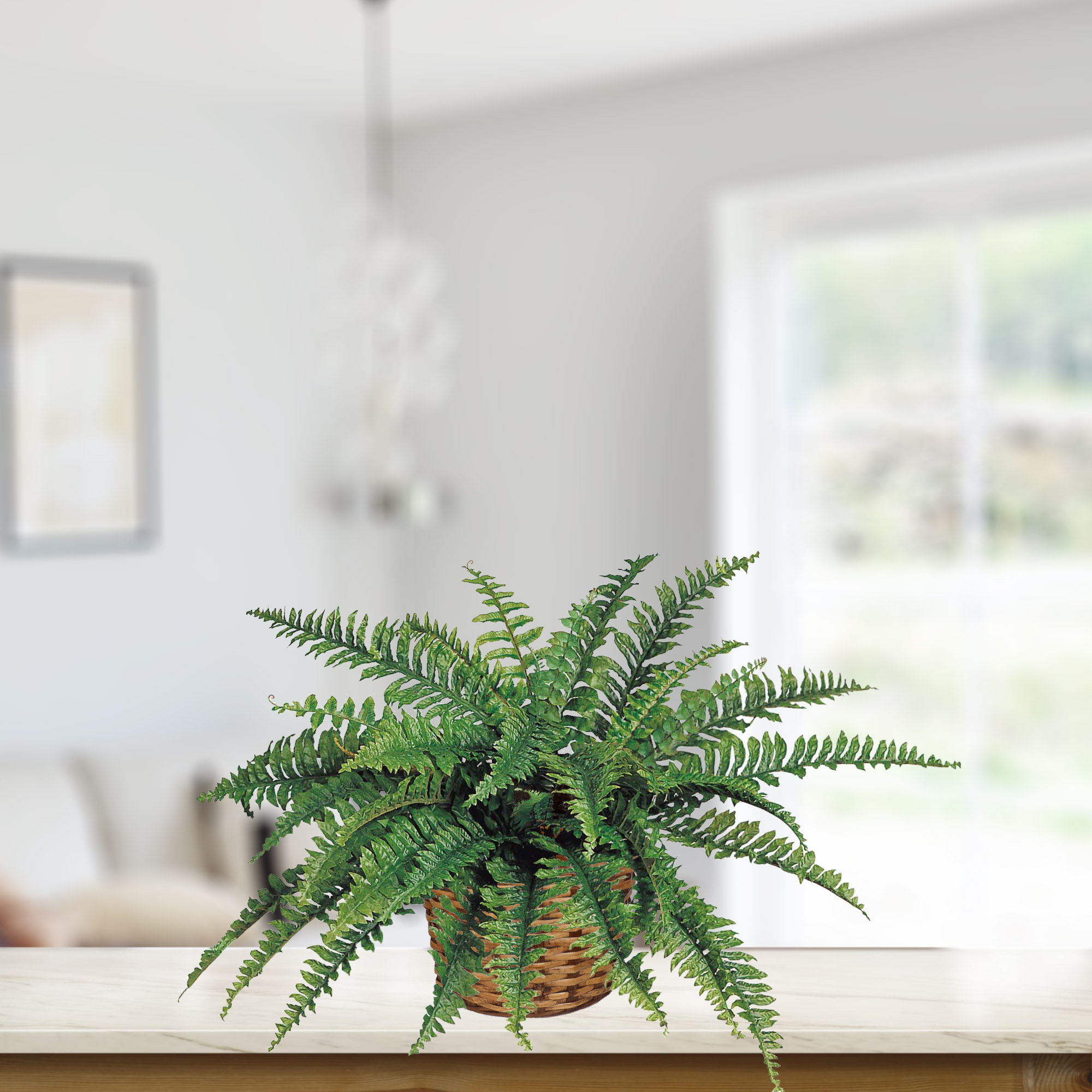 Primrue Realistic Boston Fern 18" Tall - Artificial Fern for Indoor and ...