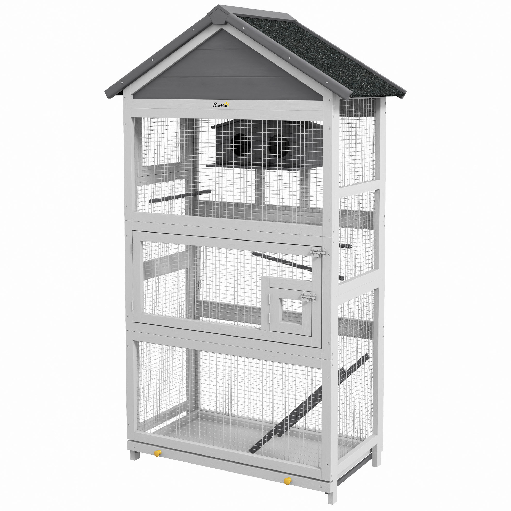 Tucker Murphy Pet™ Wooden Bird Aviary, 67" Outdoor Bird Cage With Slide ...