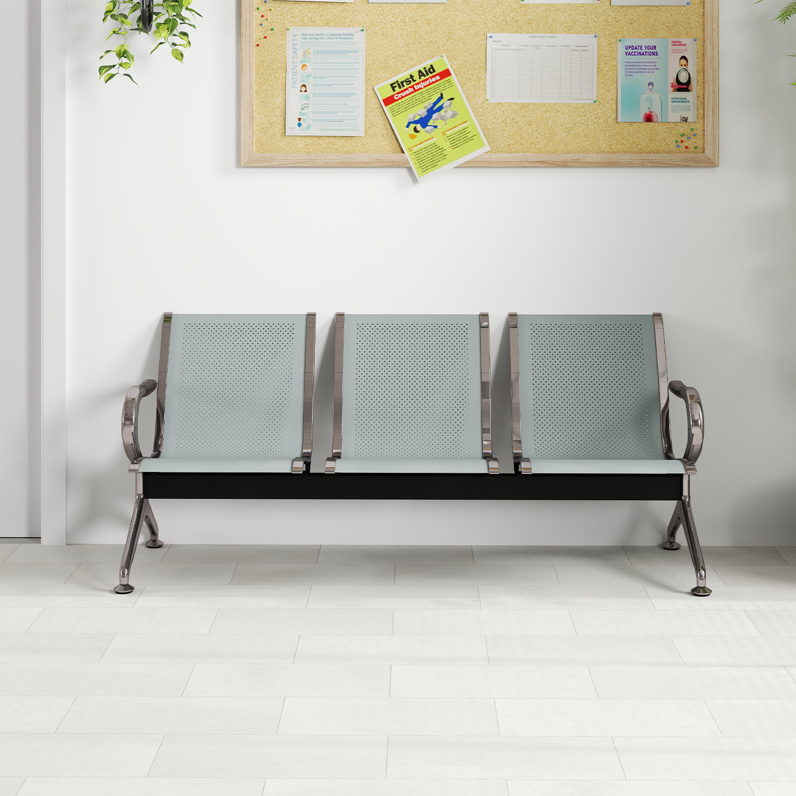 Inbox Zero 69" W Metal Seat Tandem Seating with Frame & Reviews | Wayfair
