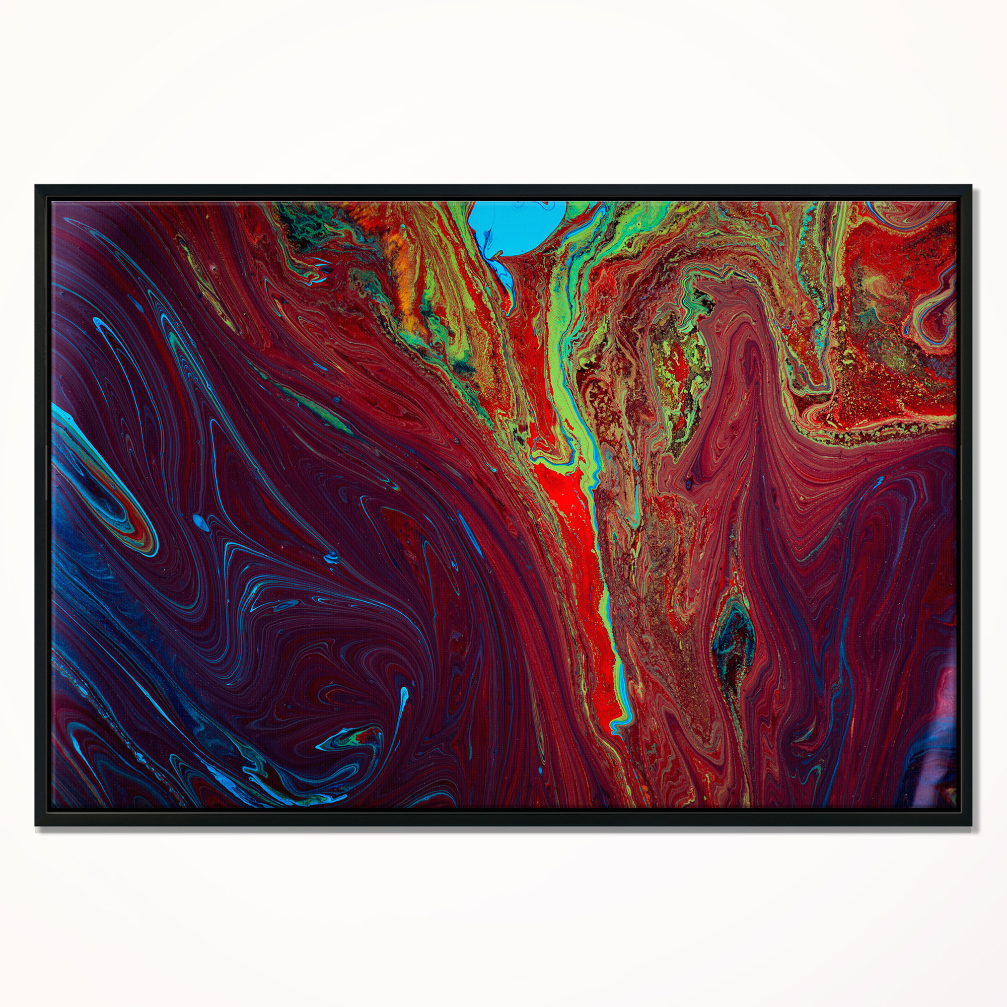 East Urban Home 'Dark Red Abstract Acrylic Paint Mix' Framed Print on ...
