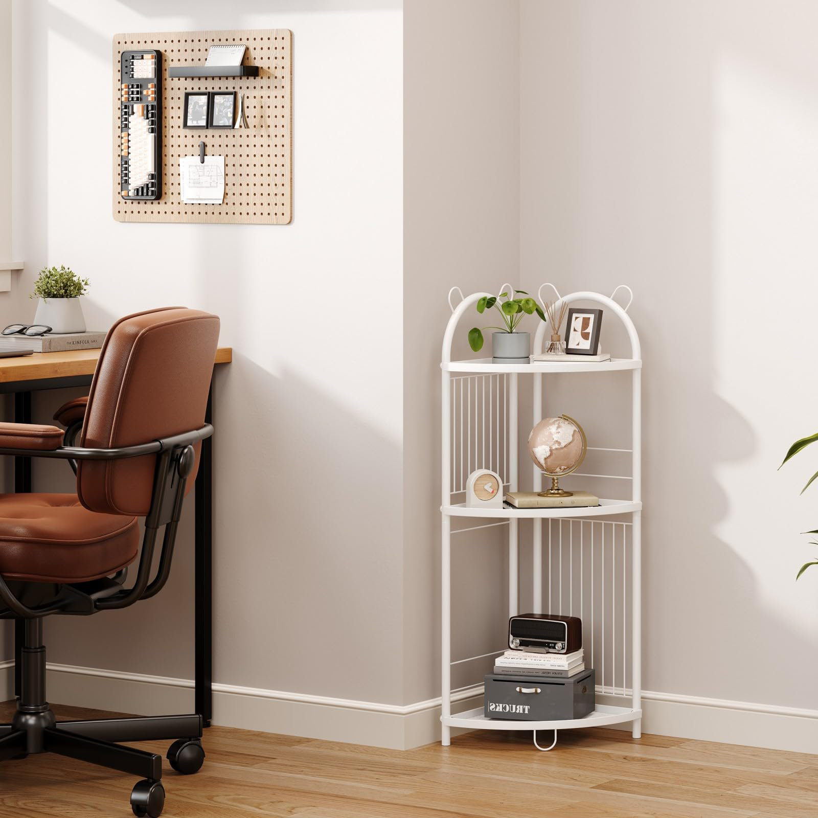 Latitude Run® 3-Tier Metal Corner Shelf With Guardrails - Bathroom ...