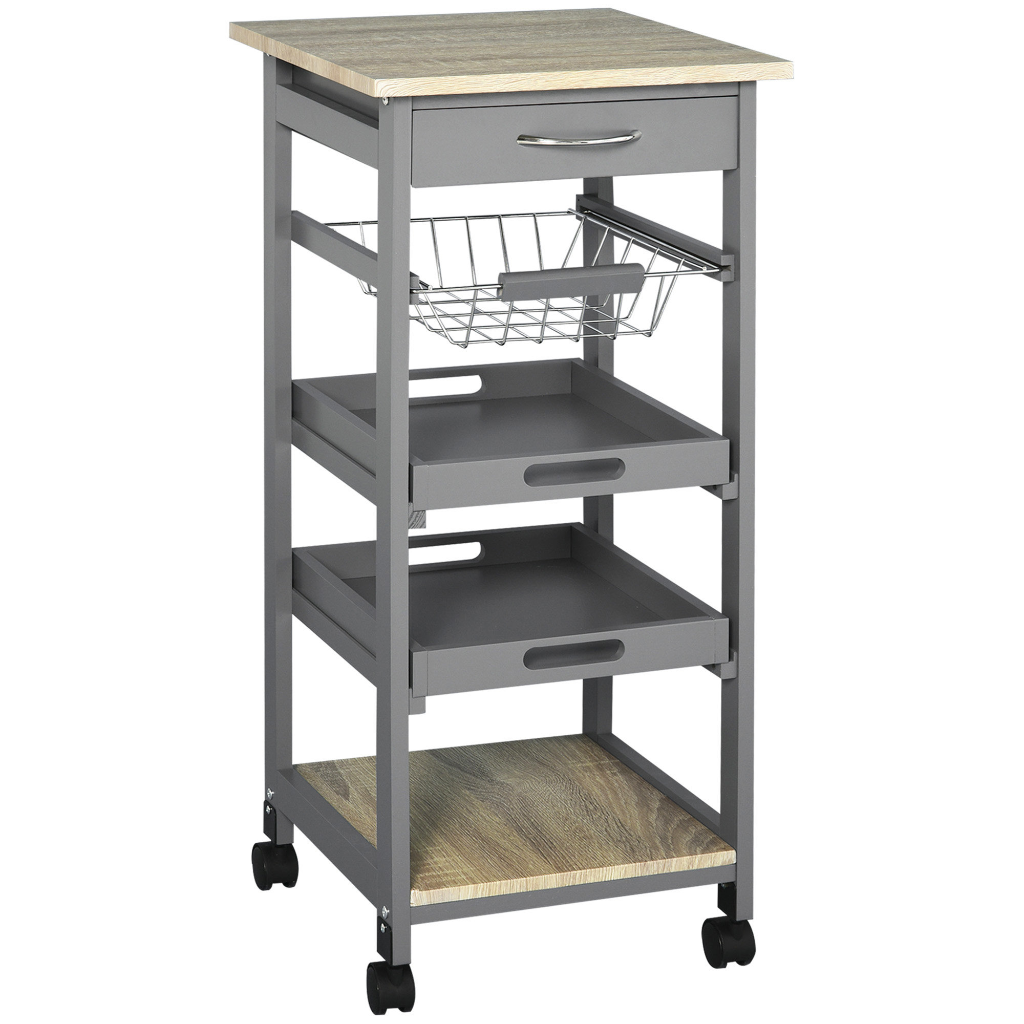 Ebern Designs Mobile Kitchen Island Trolley With Multiple Storage ...