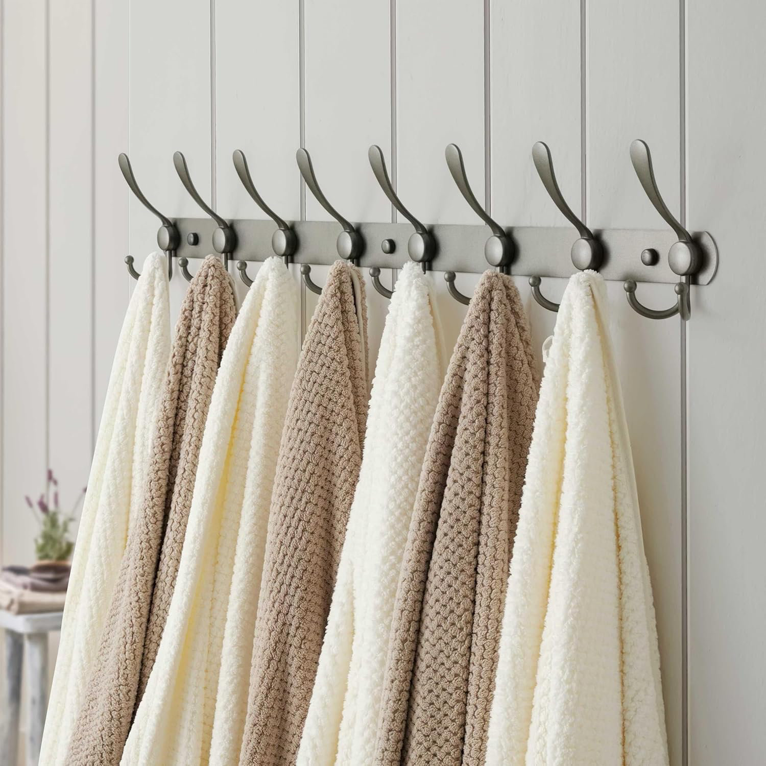 Latitude Run® Heavy Duty Wall Mounted Coat Rack With 8 Triple Hooks ...