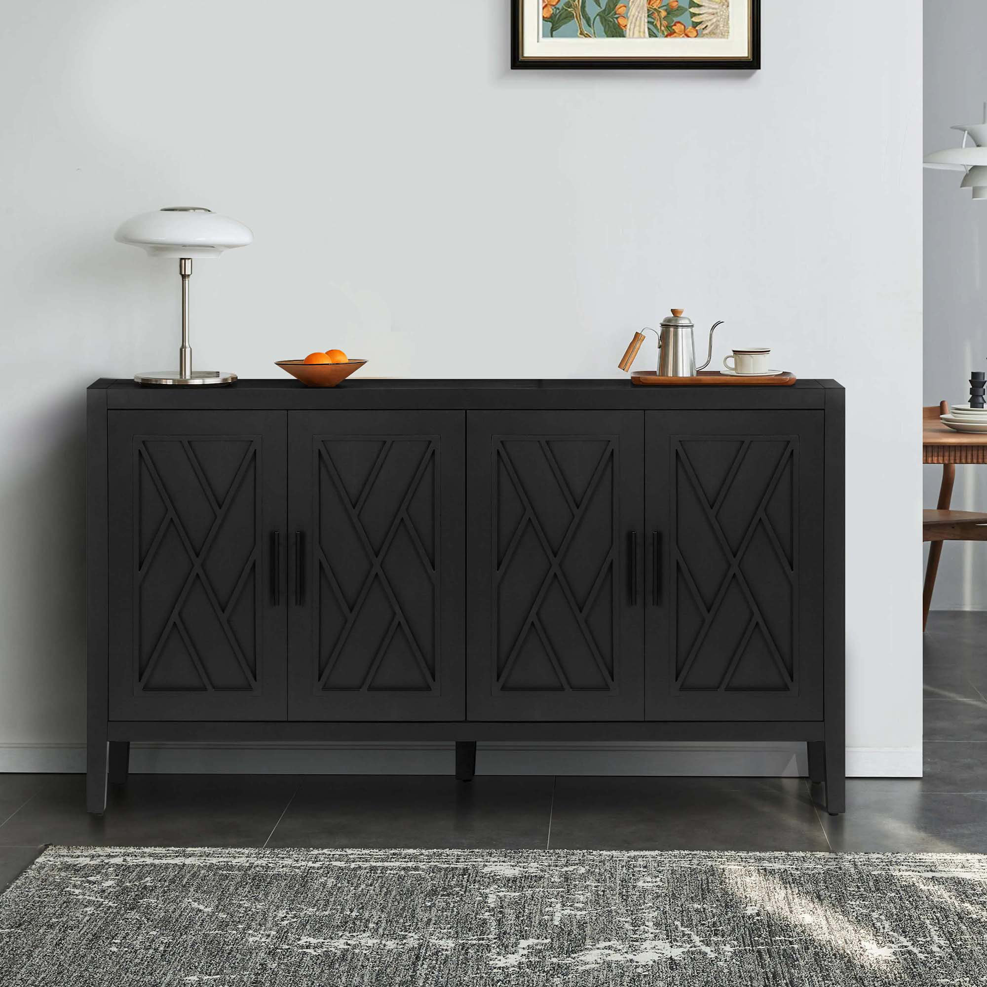 August Grove 60 Inches Modern Farmhouse Accent Cabinet With 4 Doors And ...