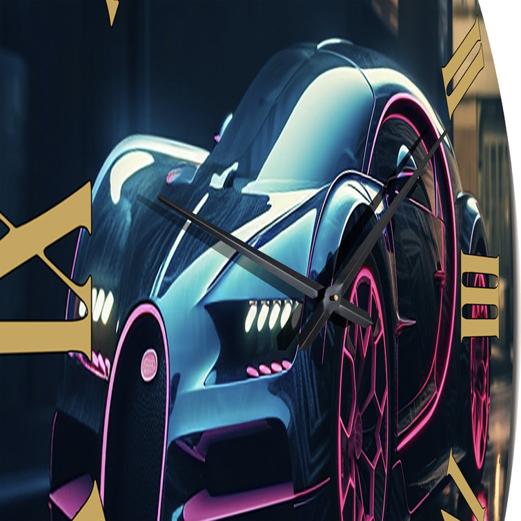 DesignArt Futuristic Bugatti Sports Car Metal Wall Clock | Wayfair