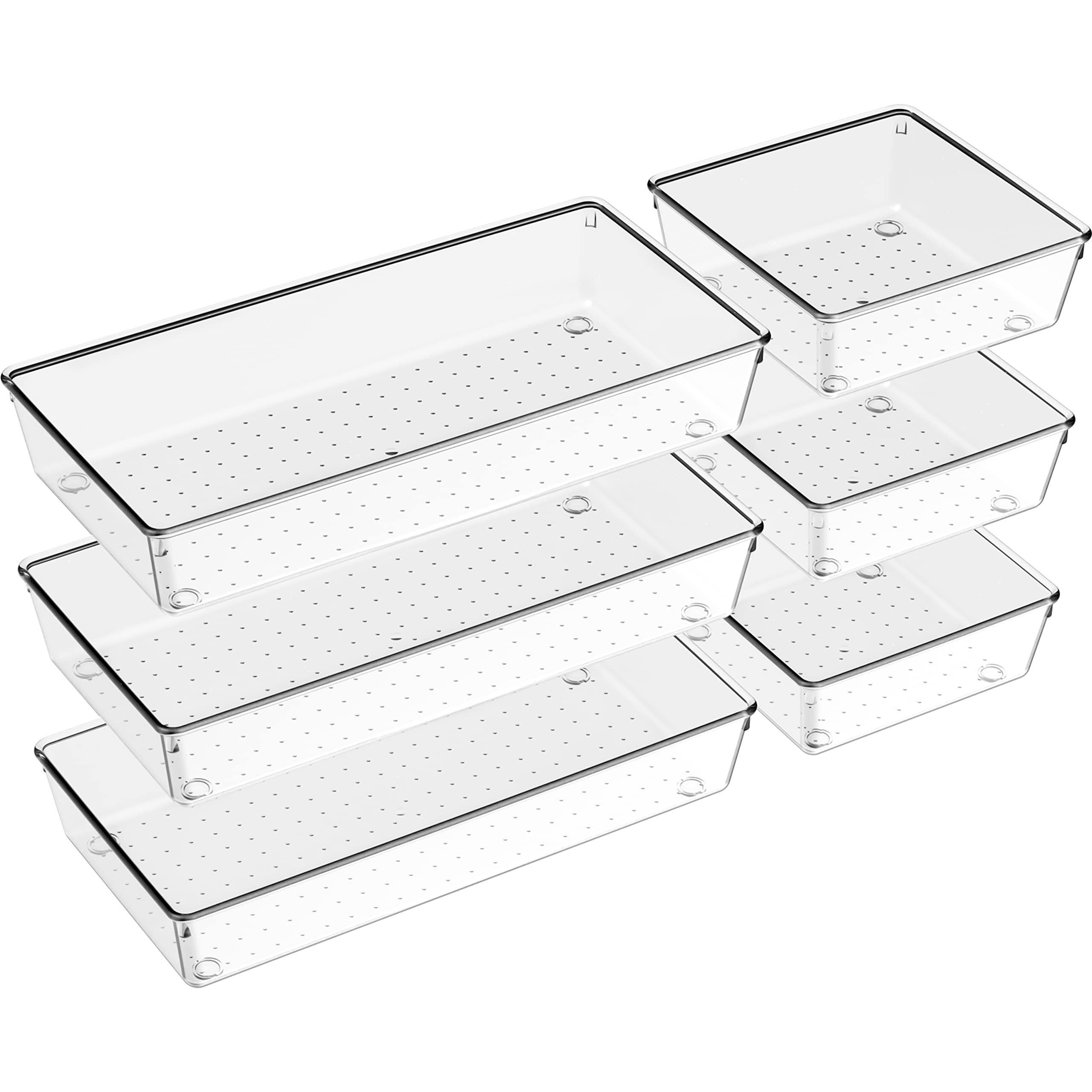 Rebrilliant 6 Pack Large Size Clear Plastic Drawer Organizers ...