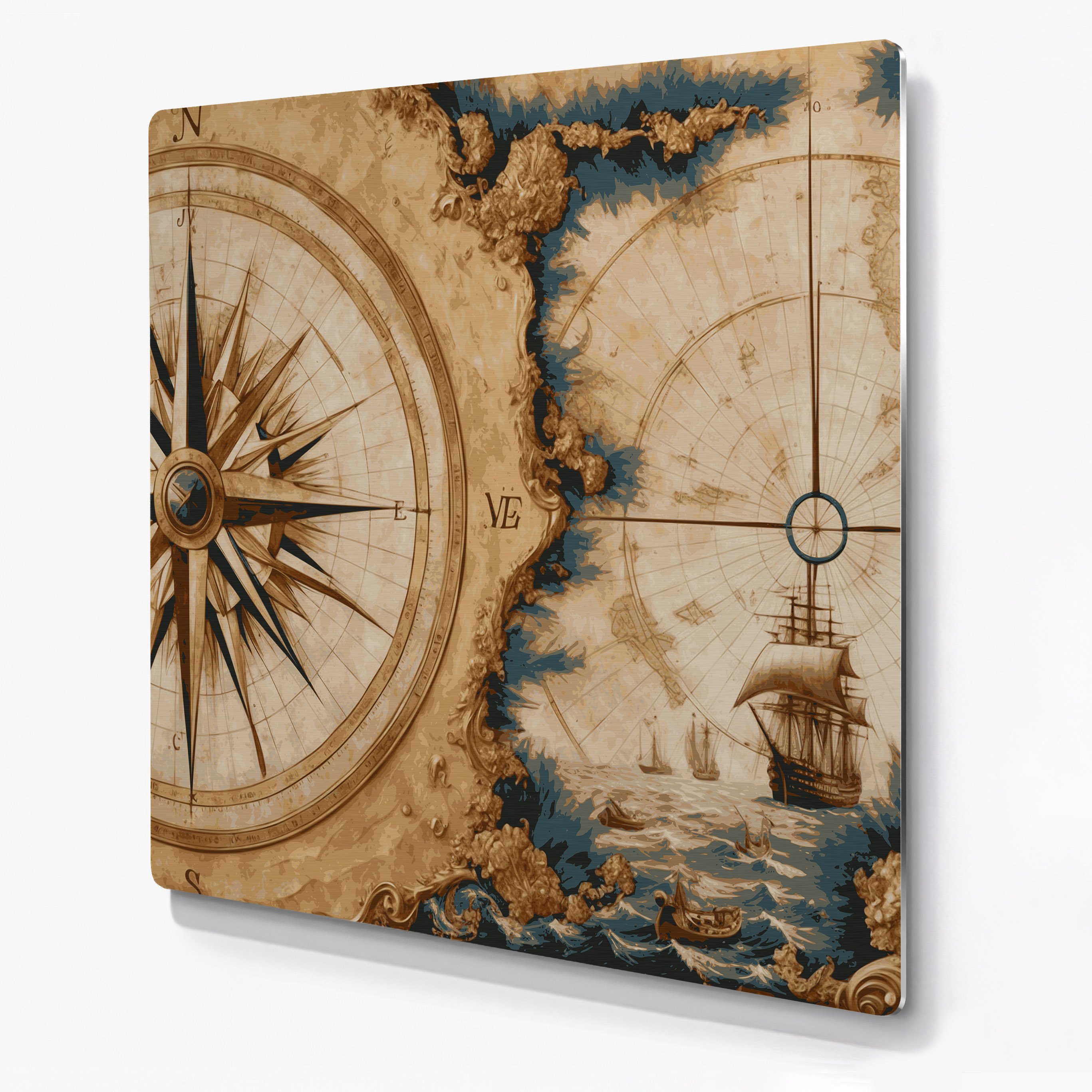 Orren Ellis Transportation Nautical maps and charts Brown Metal Wall ...