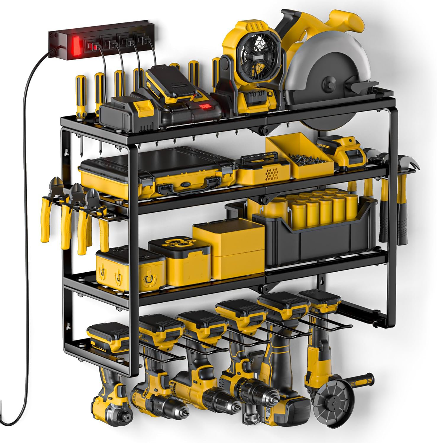 WFX Utility™ Wall-Mounted Tool Organizer With Charging Station And ...