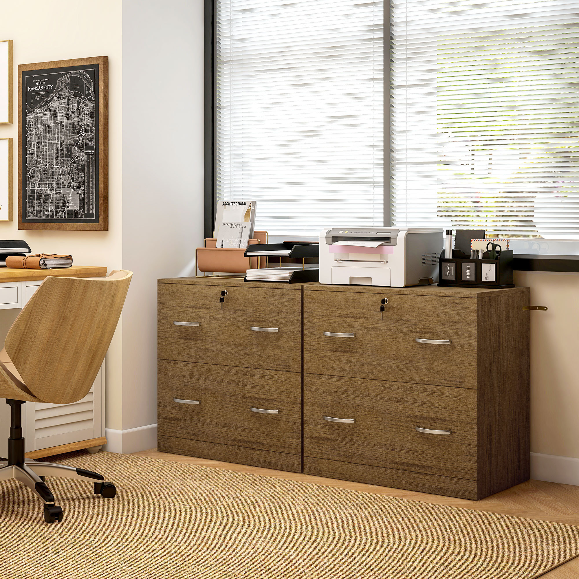 Ebern Designs Classeur à 2 tiroirs avec serrure - Wayfair Canada