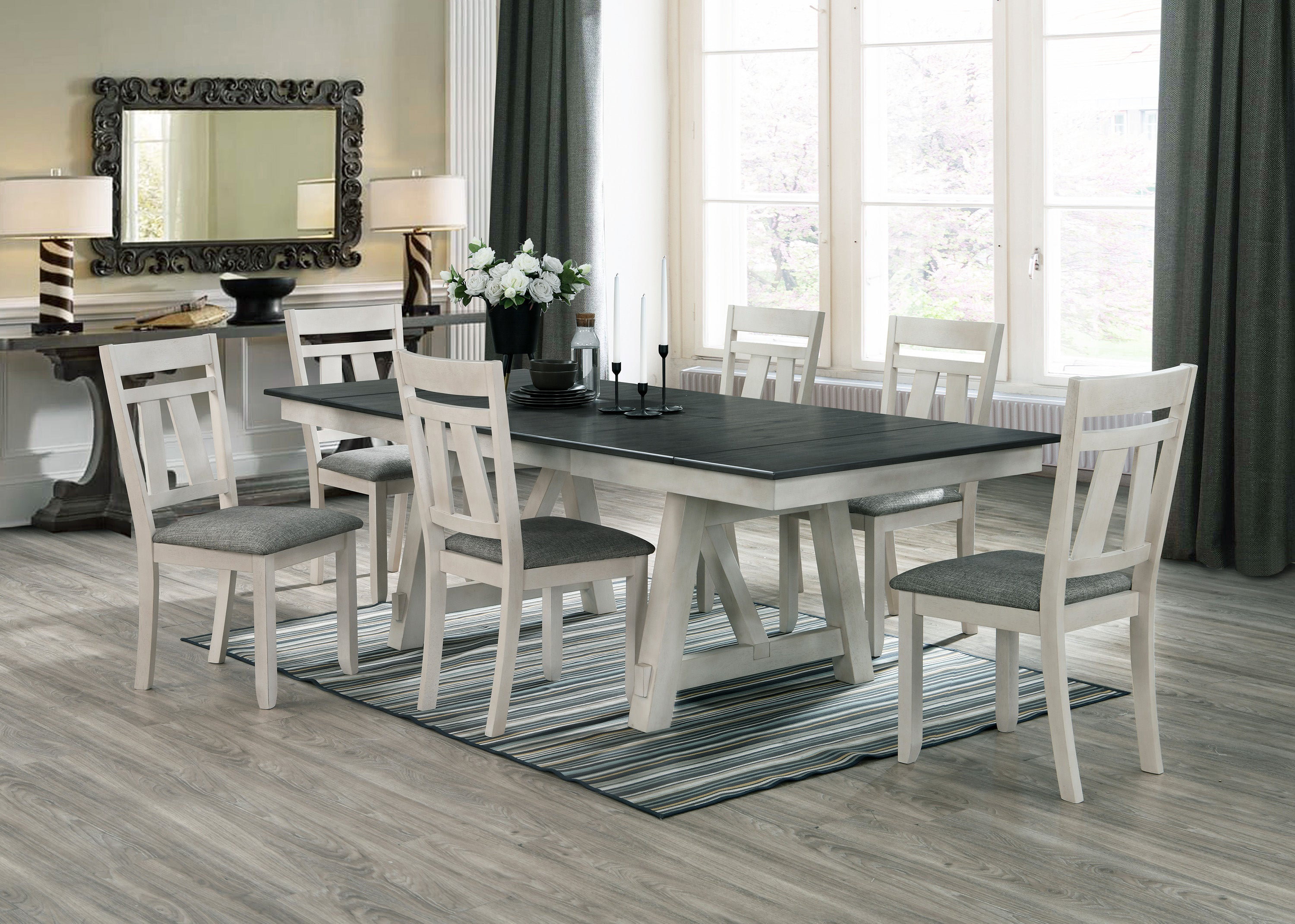 SOL Strong Maribelle Chalk/Gray Extendable Dining Set | Wayfair