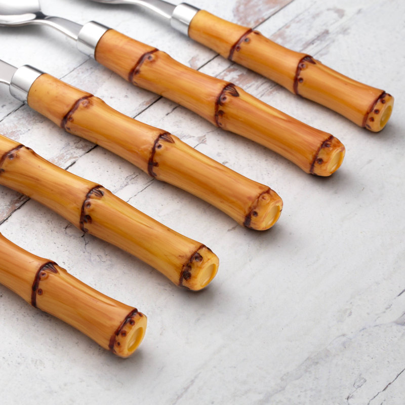 Cambridge Silversmiths Cambridge Bamboo Handle 20-Piece Flatware Set ...