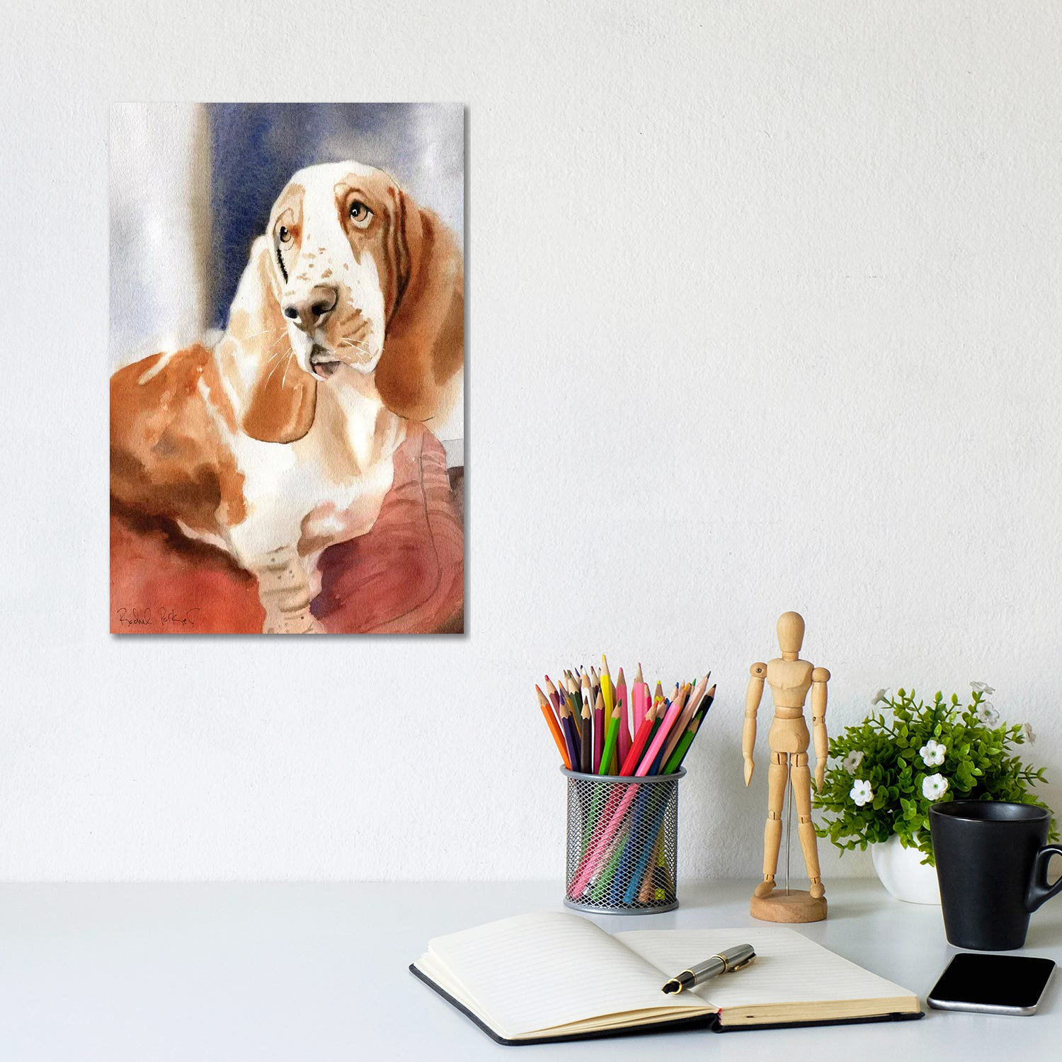 iCanvas Basset Portrait by Rachel Parker - Painting Print | Wayfair