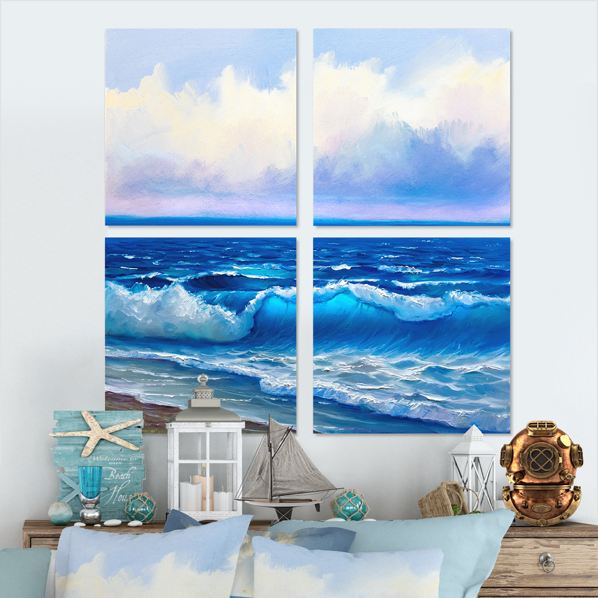 Rosecliff Heights Seascape In Cloudy Sky - Sea & Shore Canvas Wall Art ...