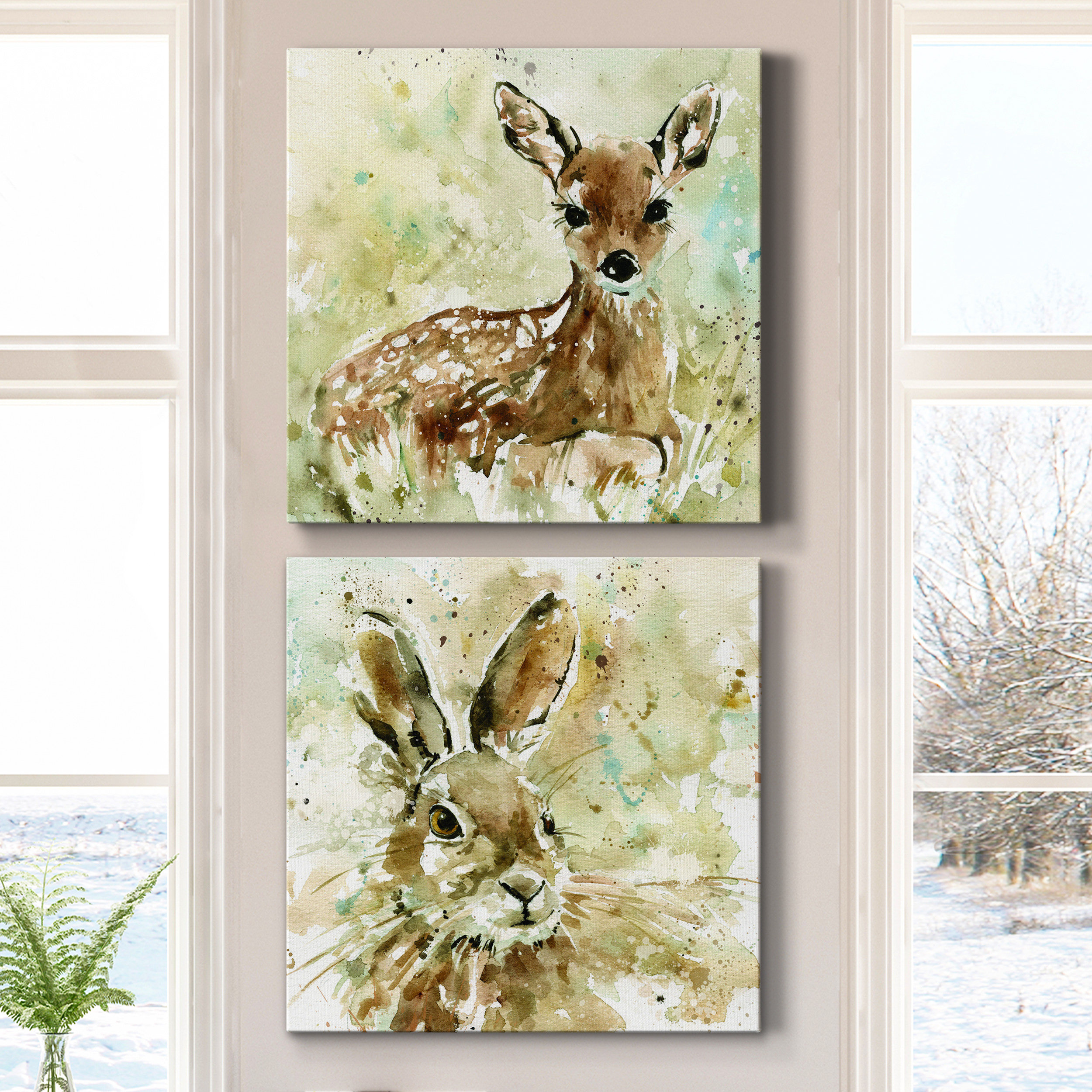 Millwood Pines Fawn in Spring - 2 Piece Painting Set & Reviews | Wayfair