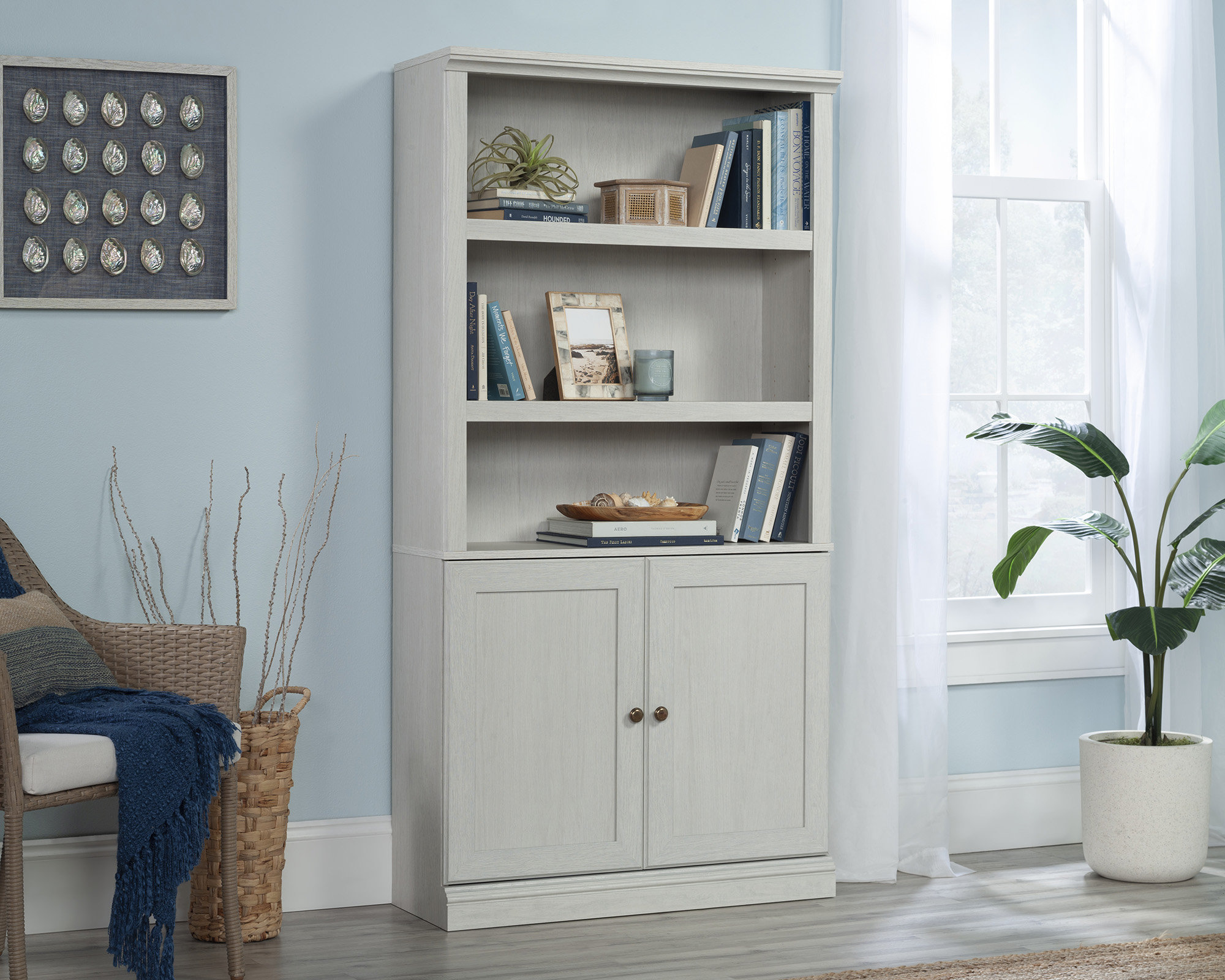 Lark Manor™ Brunoy 5 Shelf Bookcase W/Doors Pm | Wayfair
